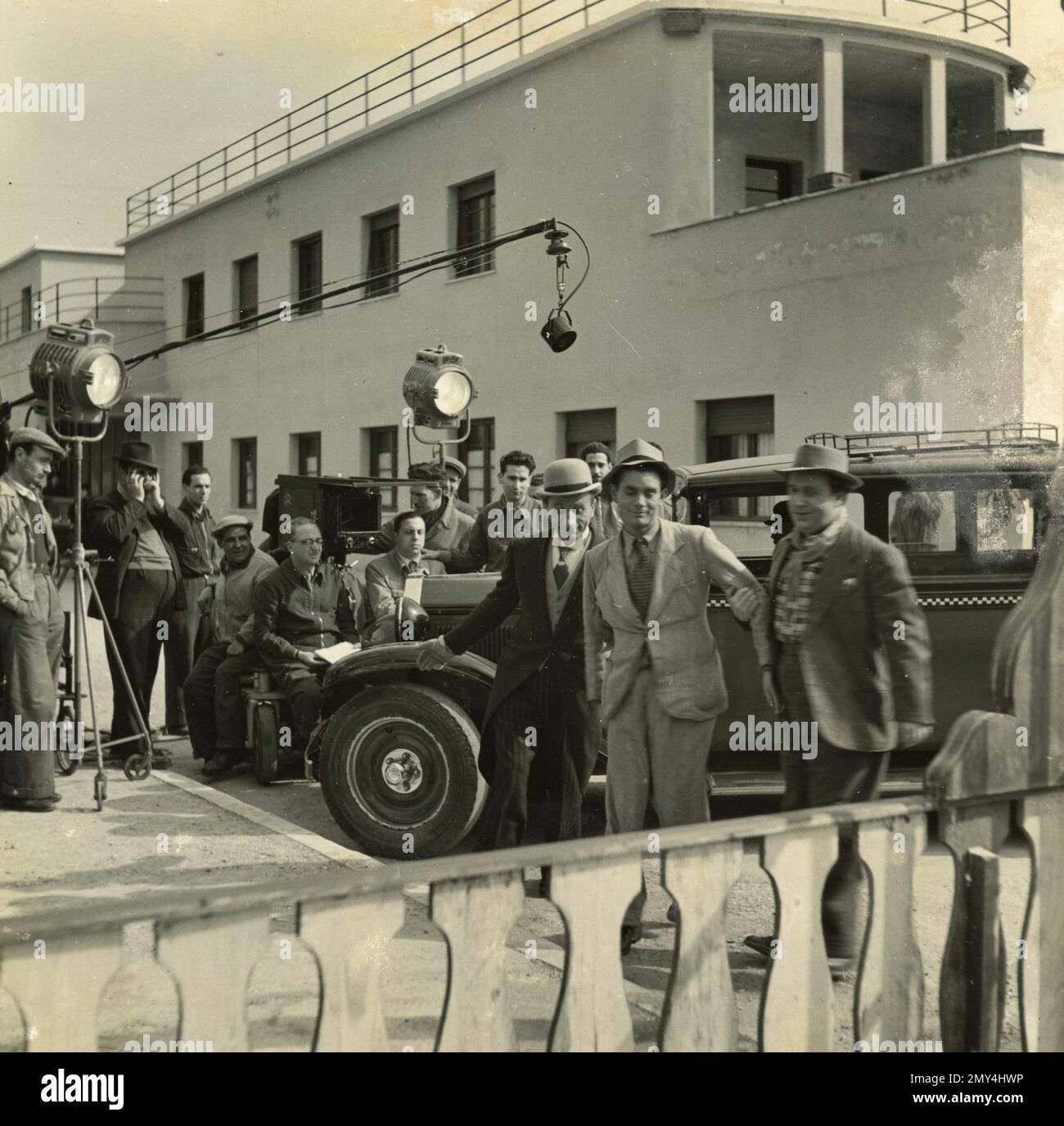 Filming outside a neo-realist Italian film, Italy 1950s Stock Photo - Alamy