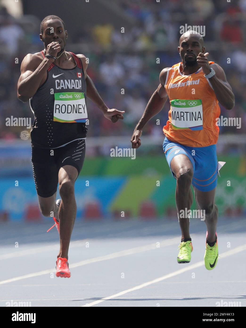 Canada's Brendon Rodney, left, and Netherlands' Churandy Martina ...