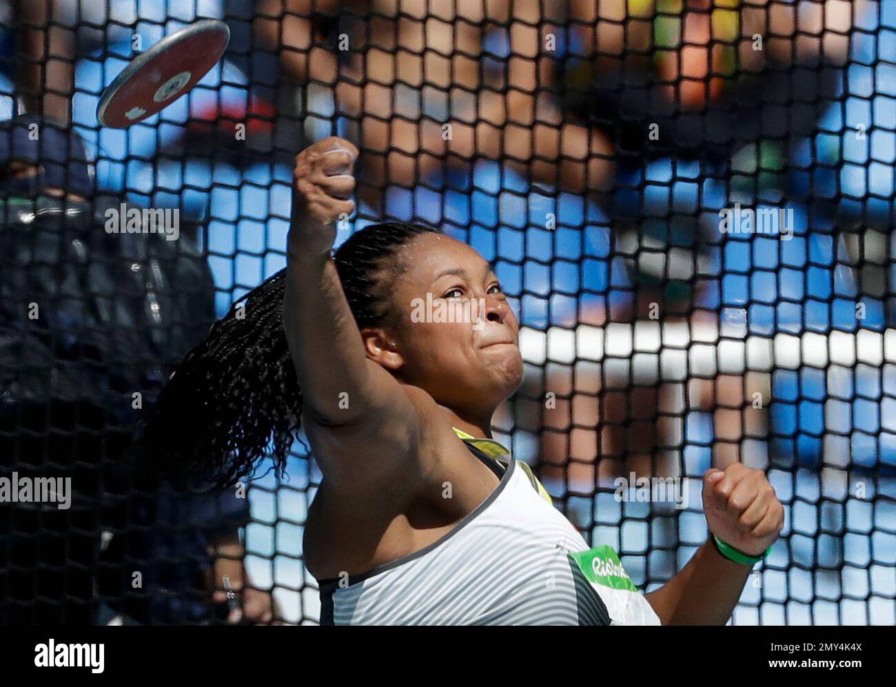 Germany's Shanice Craft makes an attempt in the women's discus throw ...