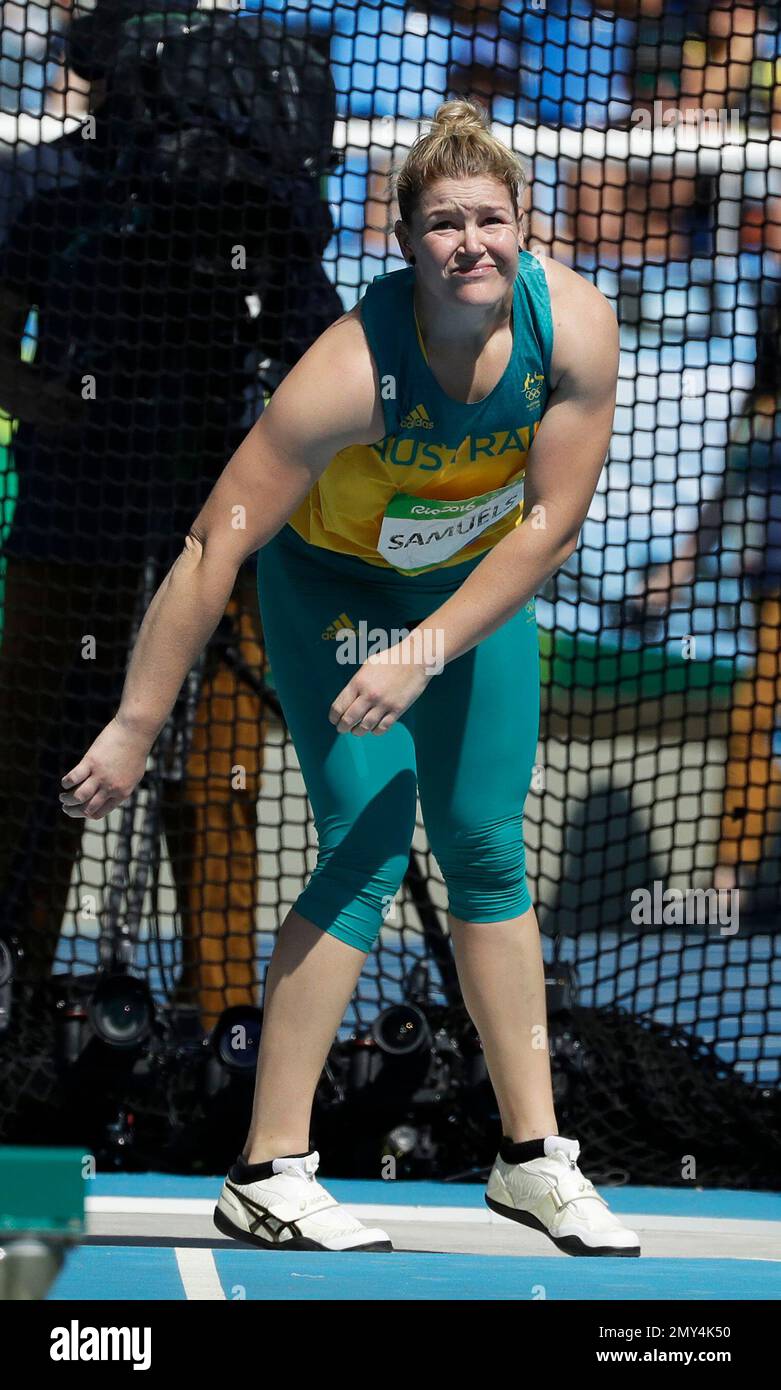 Australia's Dani Samuels makes an attempt in the women's discus throw ...