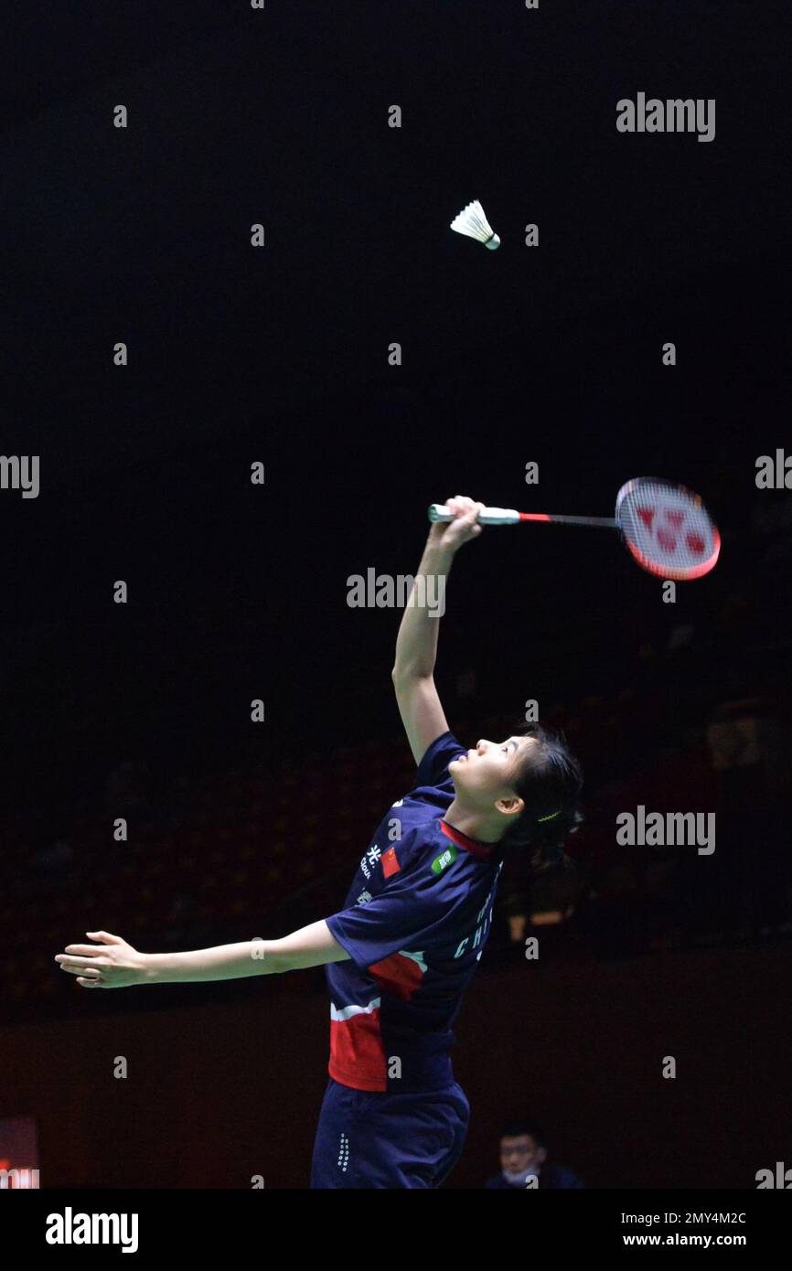 Bangkok, Thailand. 4th Feb, 2023. Han Yue of China hits a return during ...