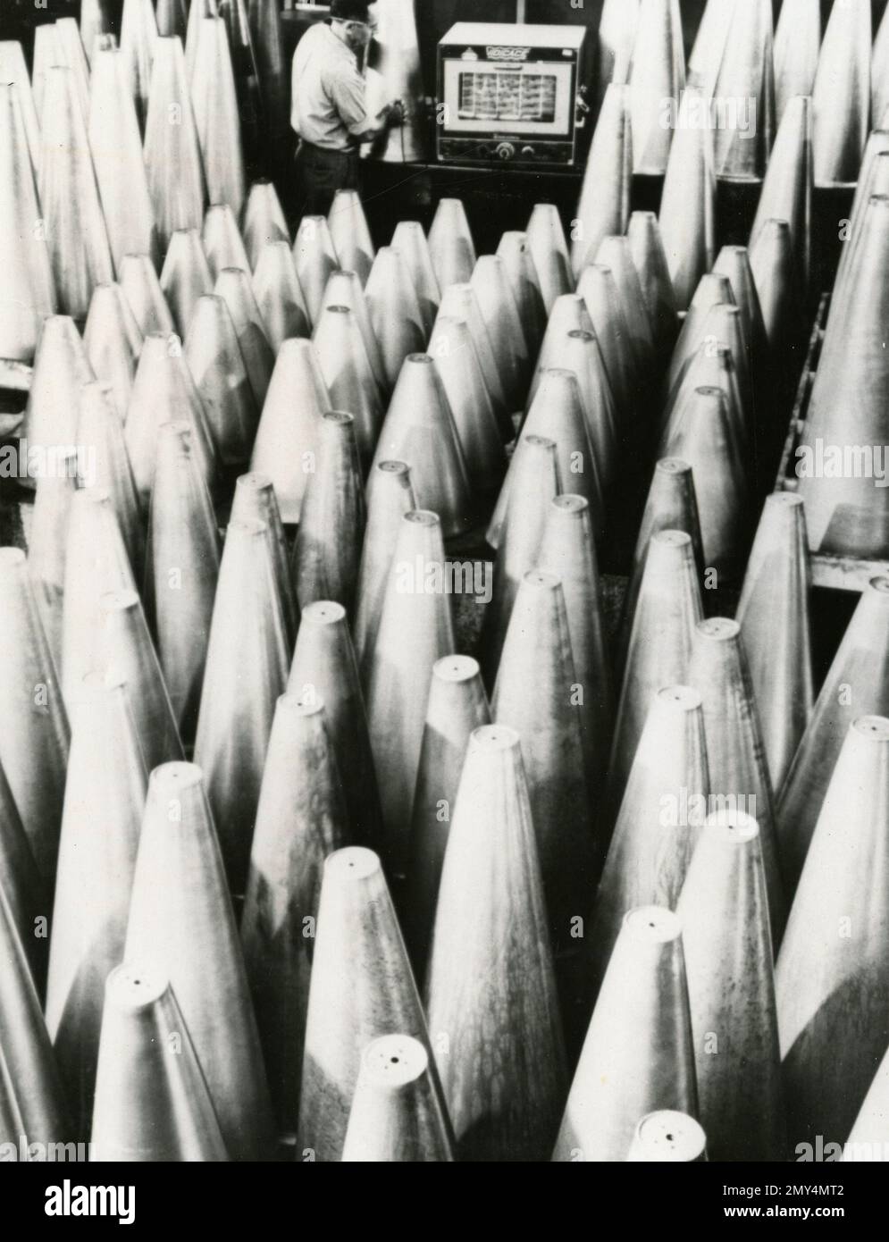 Uniform thickness of metal in nose cones for space rockets is assured ...