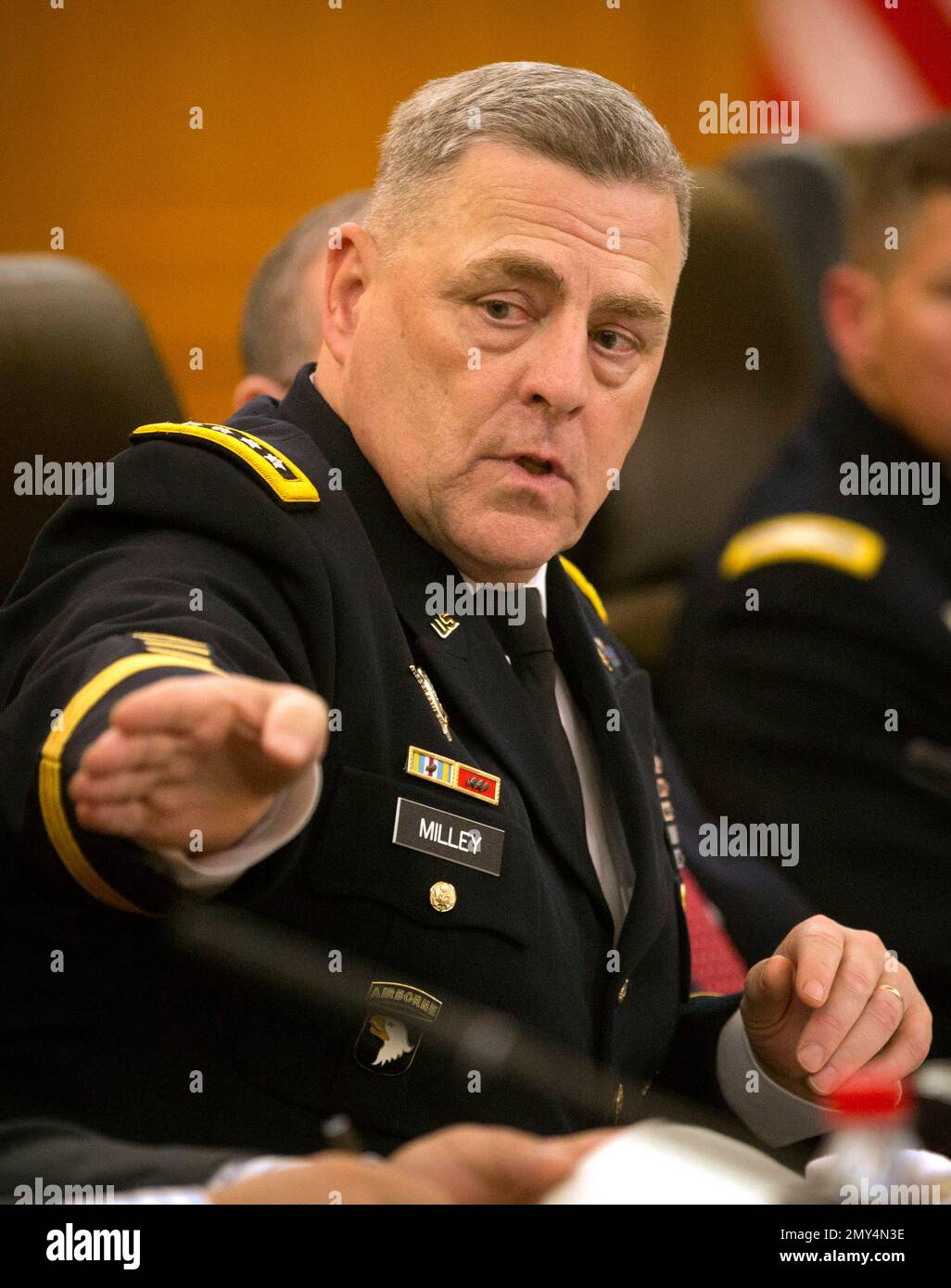U.S. Army Chief of Staff Gen. Mark Milley speaks during a meeting with ...