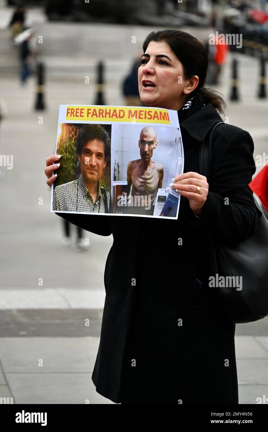 London, UK. Iranian nationals protested in Trafalgar Square calling for ...