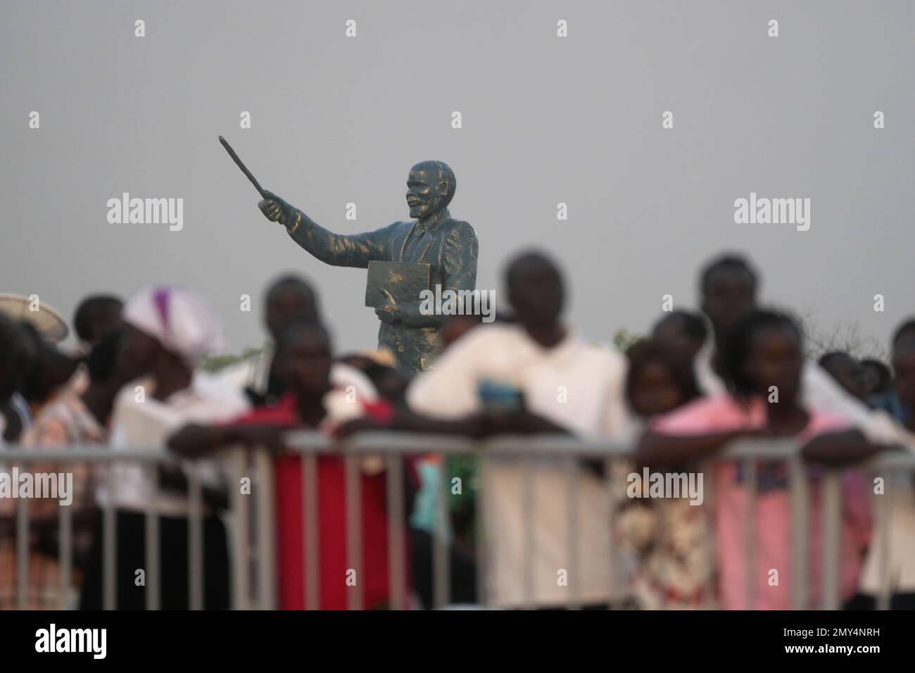 Backdropped by a statue of the late John Garang, the former leader of ...
