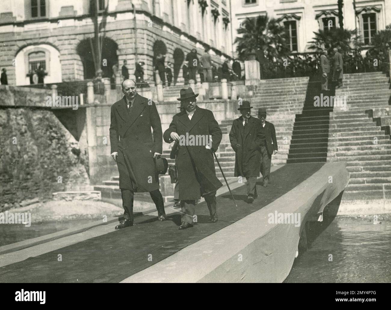 French politicians and PMs Pierre-Etienne Flandin (left) and Pierre ...