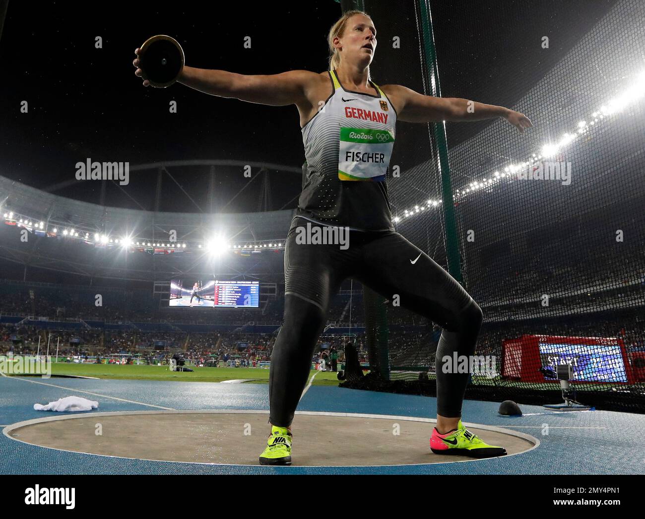 Germany's Julia Fischer makes an attempt in the women's discus ...