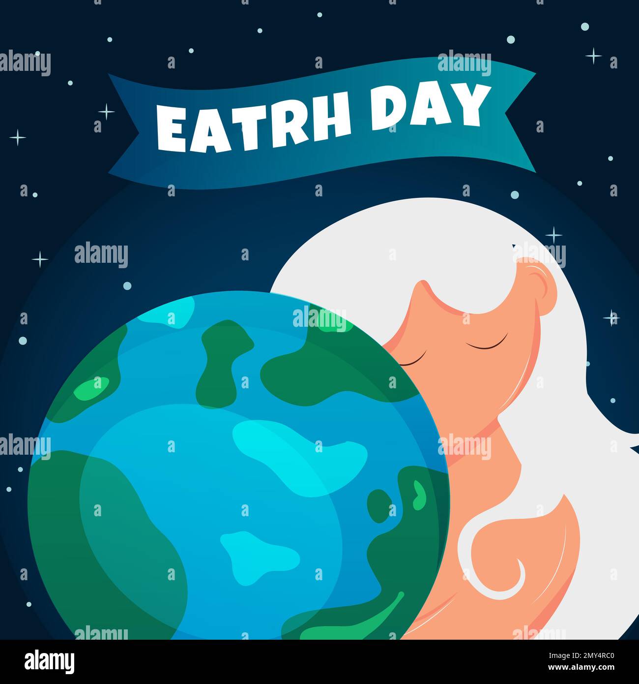 Happy Earth Day Banner with women. Illustration of a happy earth day ...