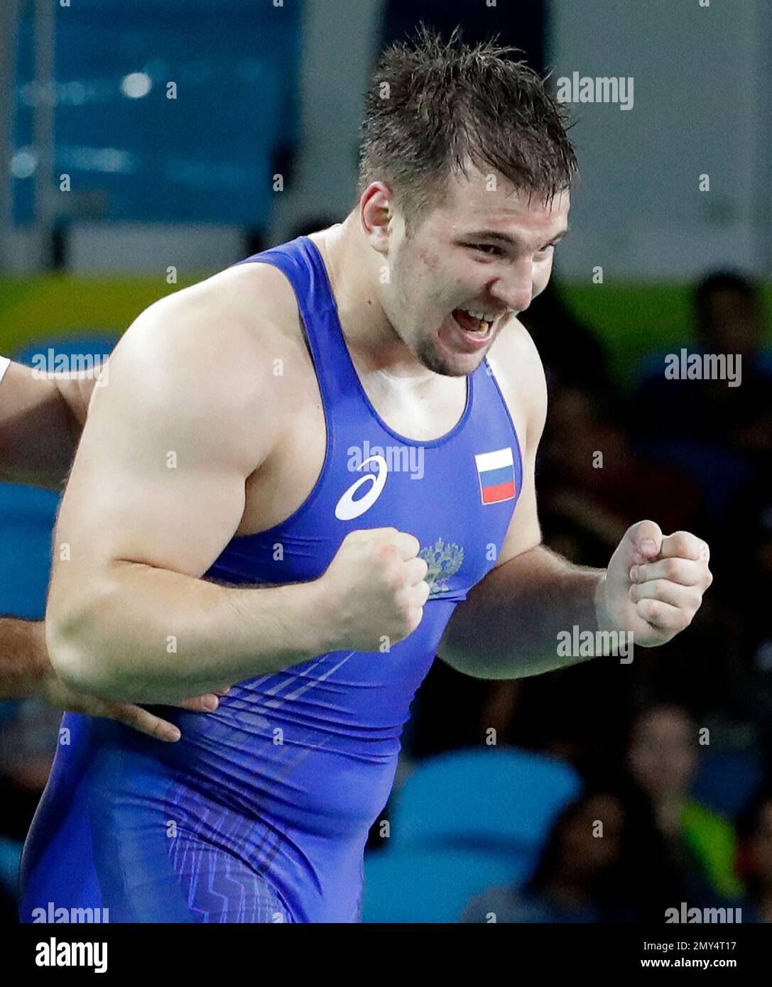 Russia's Sergey Semenov celebrates after beating Estonia's Heiki Nabi ...