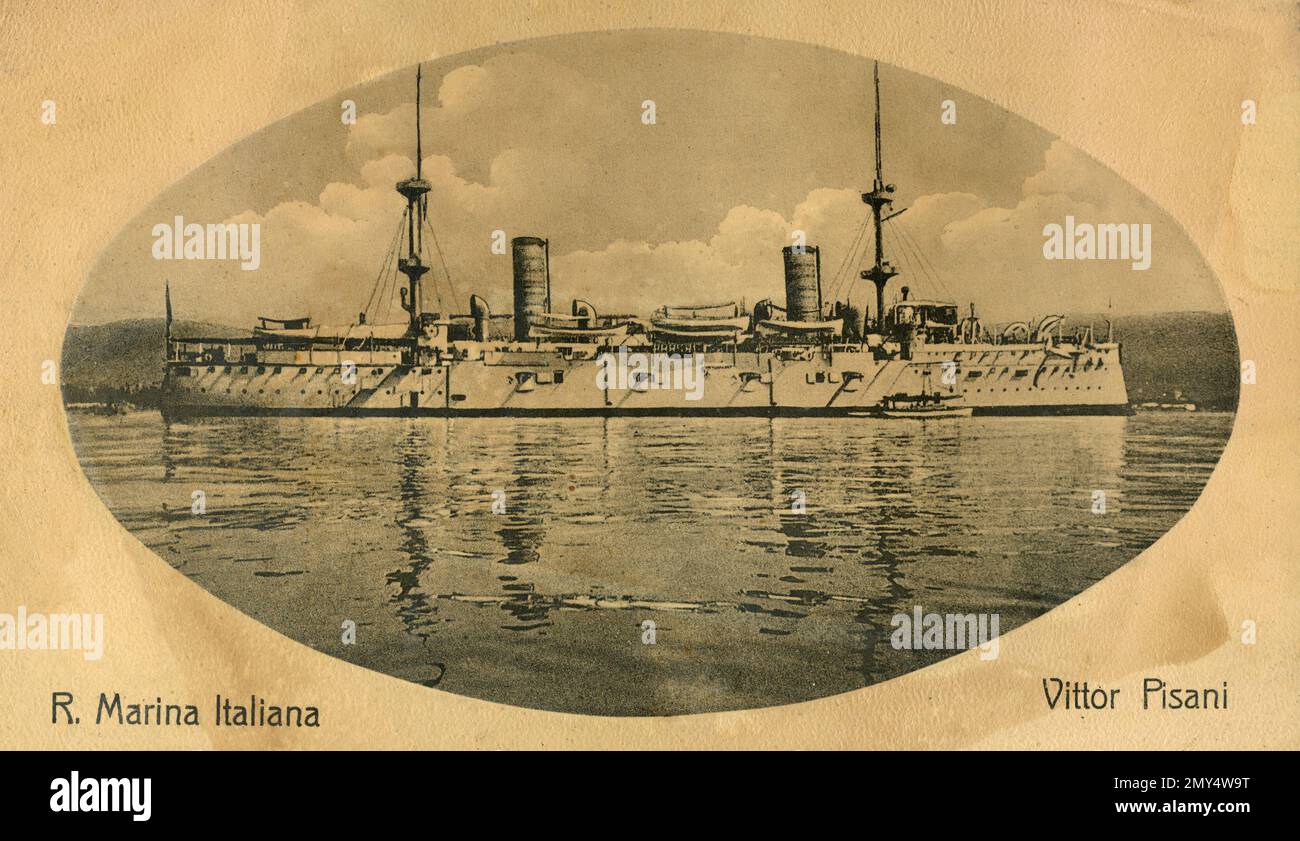 Italian battleship of the Royal Navy Cruise Vittor Pisani, Italy 1910s ...