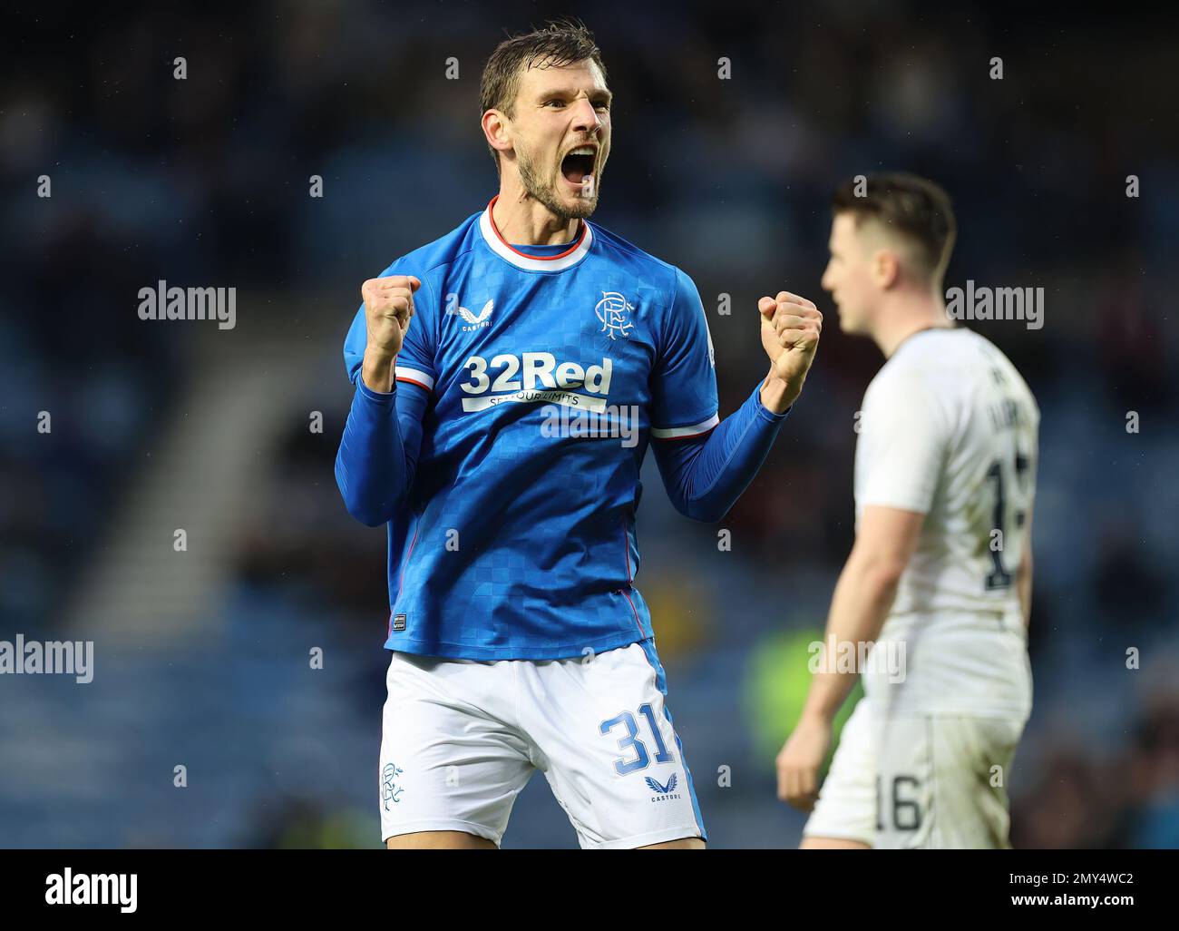 Rangers’ Borna Baraisic celebrates his teams 2nd goal during the cinch ...