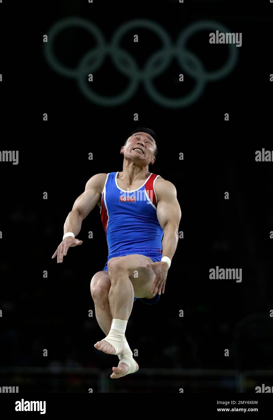 North Korea's Ri Se Gwang performs on the vault during the artistic ...