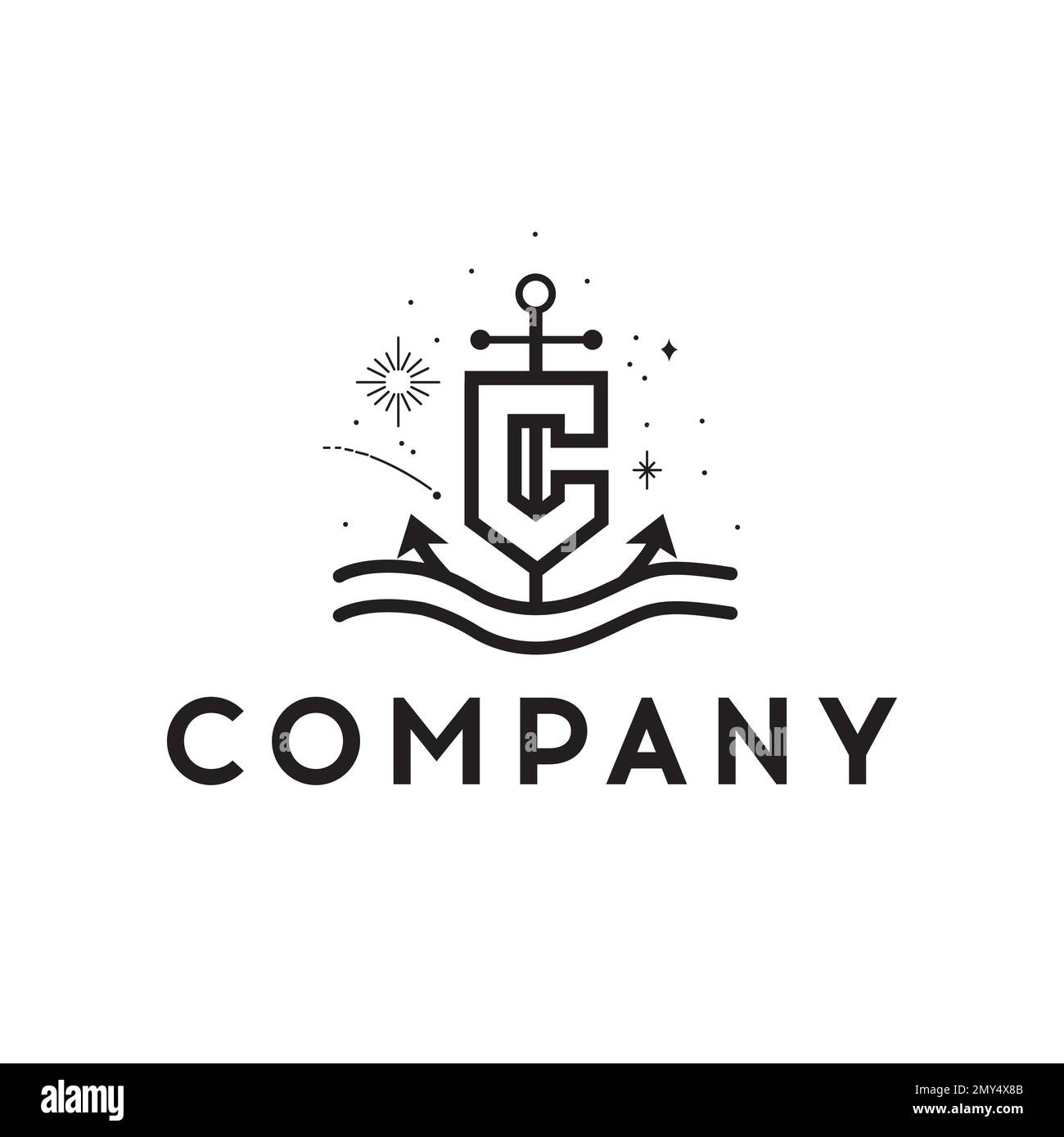 Simple and modern logo design.Minimal Emblem of Anchor Ship Line Art ...