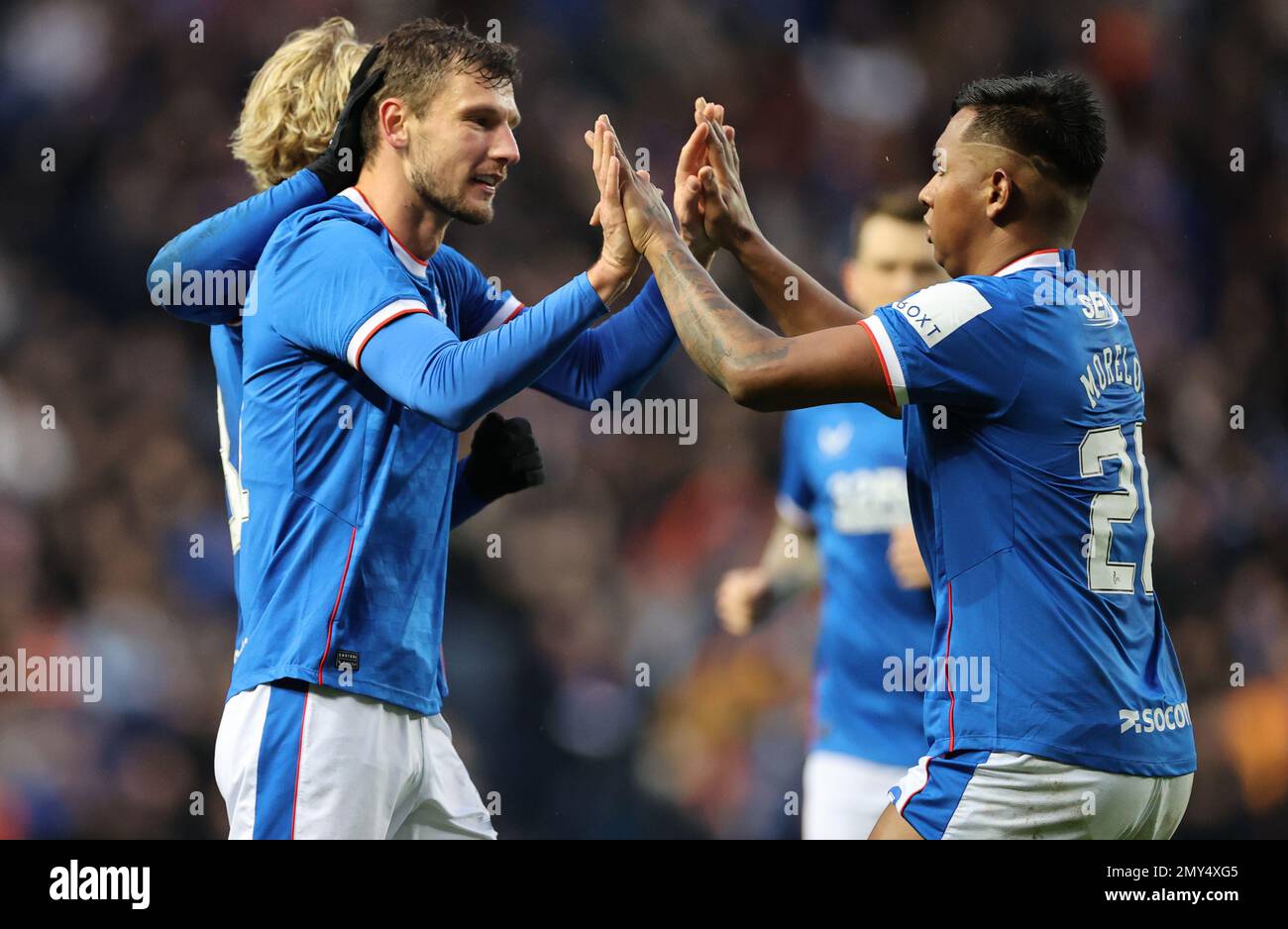 Rangers’ Borna Baraisic celebrates his teams 2nd goal during the cinch ...