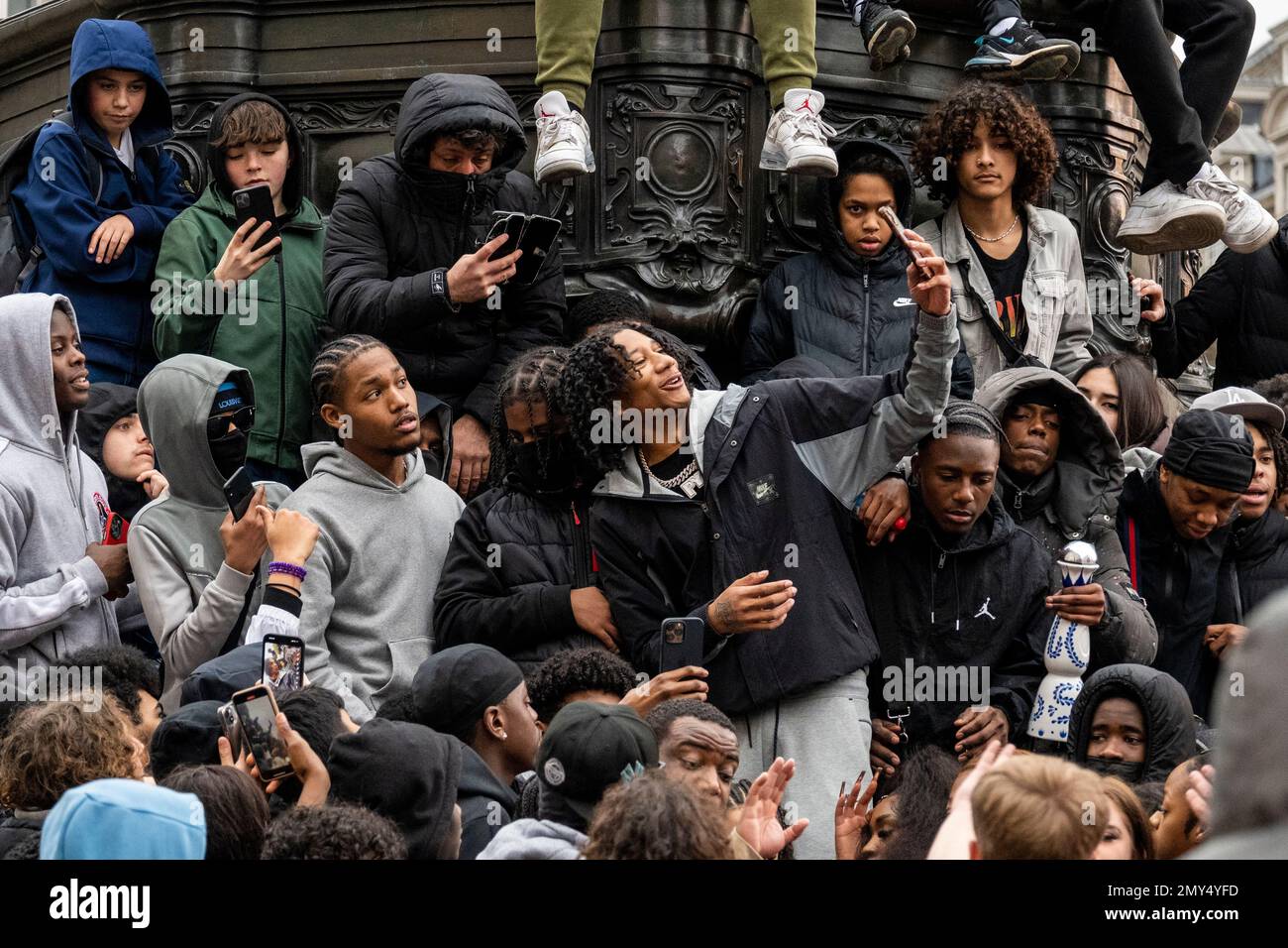 London, UK. 4 February 2023. Digga D, a drill rapper, makes a stealth ...