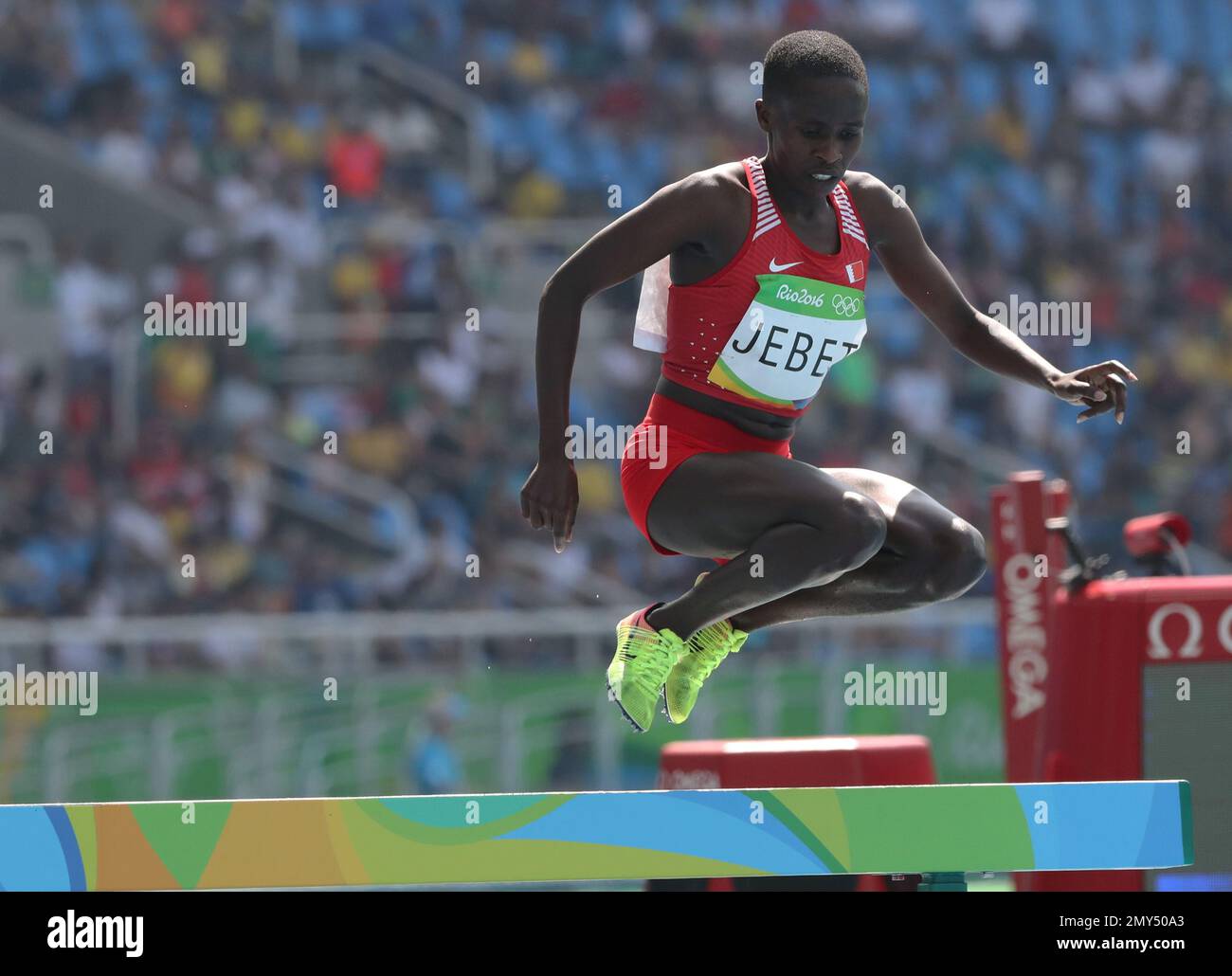 Bahrain's Ruth Jebet competes in the women's 3000-meter steeplechase ...