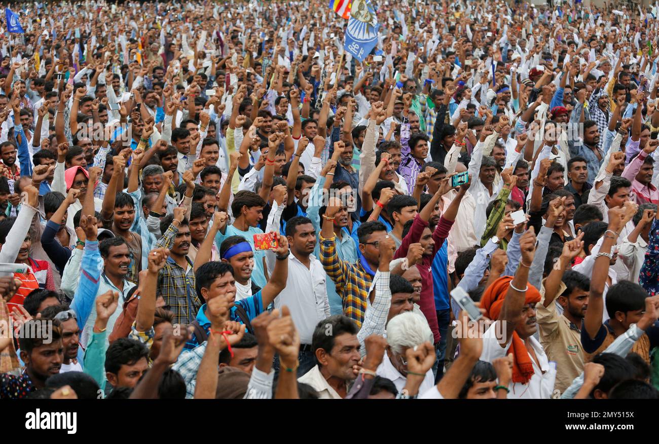 Hundreds of members of India’s low-caste Dalit community gather for a ...