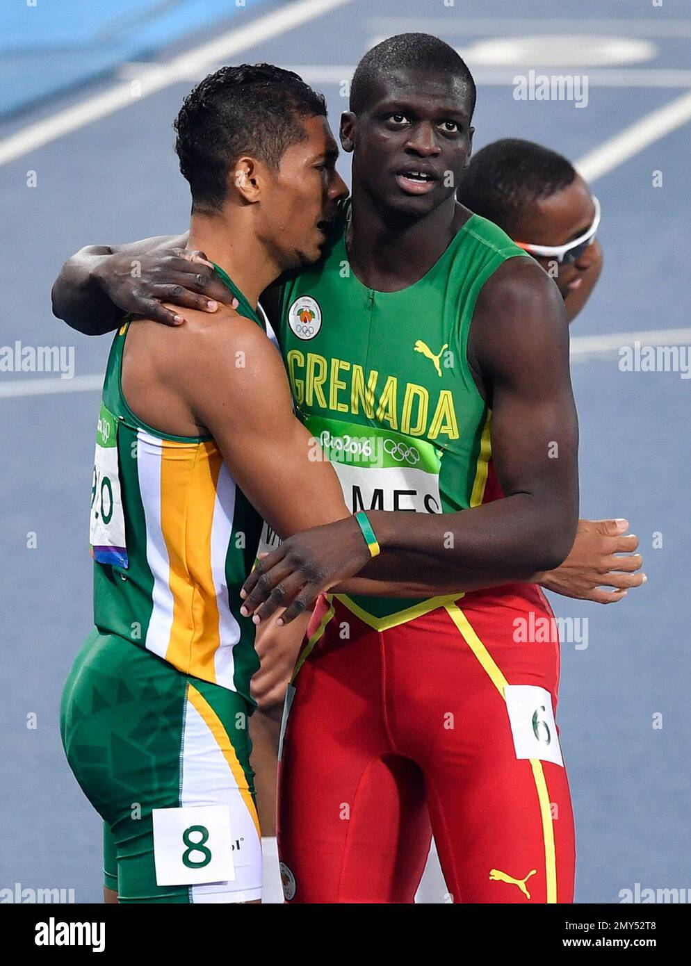 South Africa's Wayde Van Niekerk, center, wins the men's 400-meter ...
