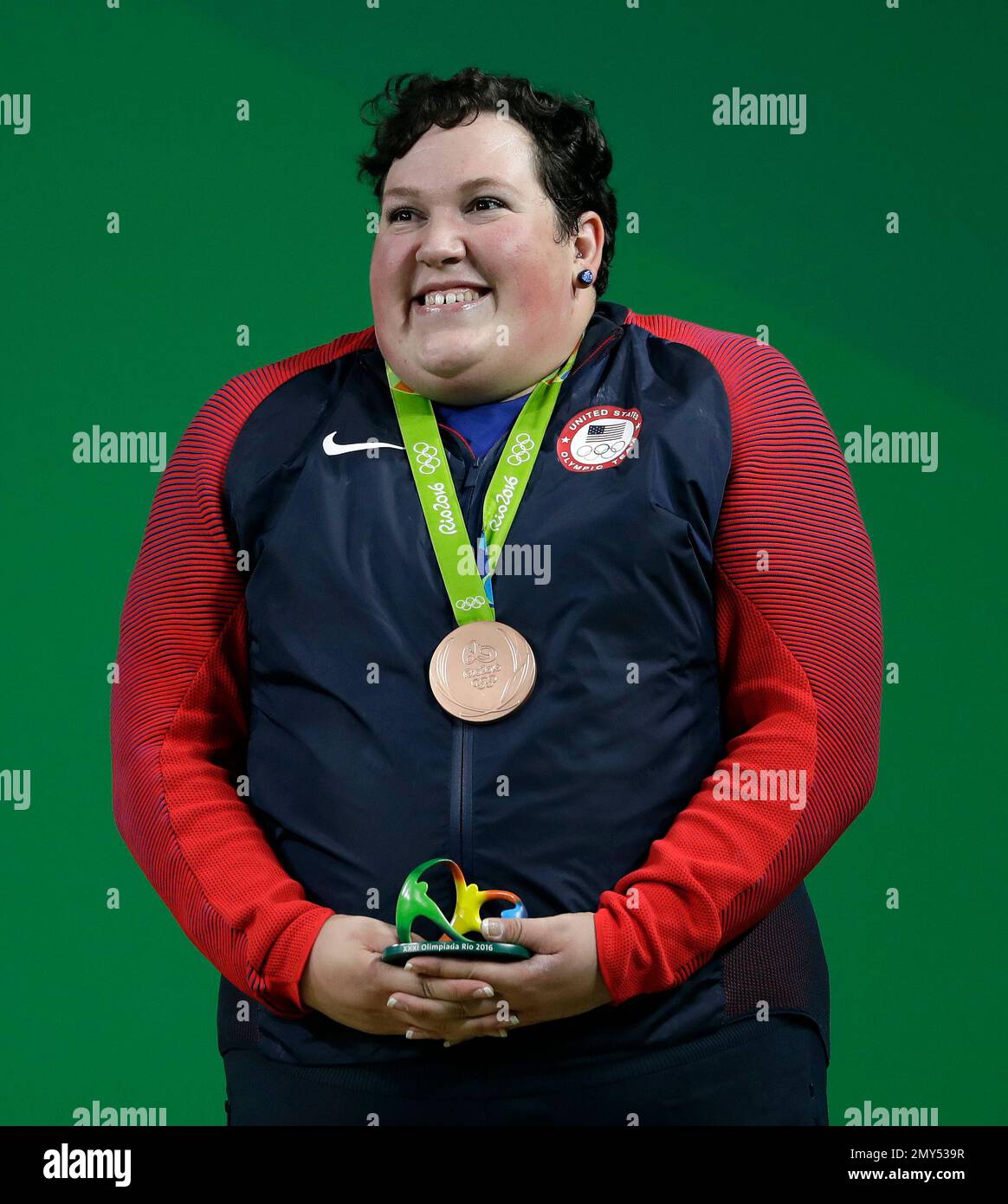 Sarah Elizabeth Robles, of the United States, wears her bronze medal ...