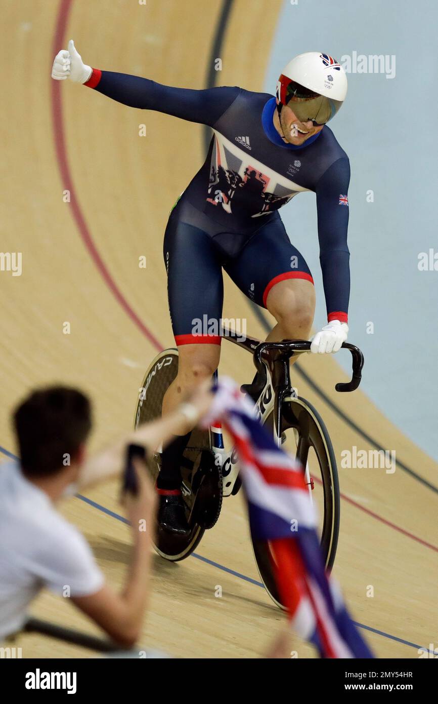Jason Kenny of Britain celebrates after winning gold in the men's ...