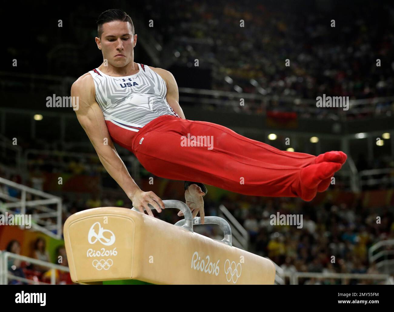 United States' Alexander Naddour performs on the pommel horse during ...