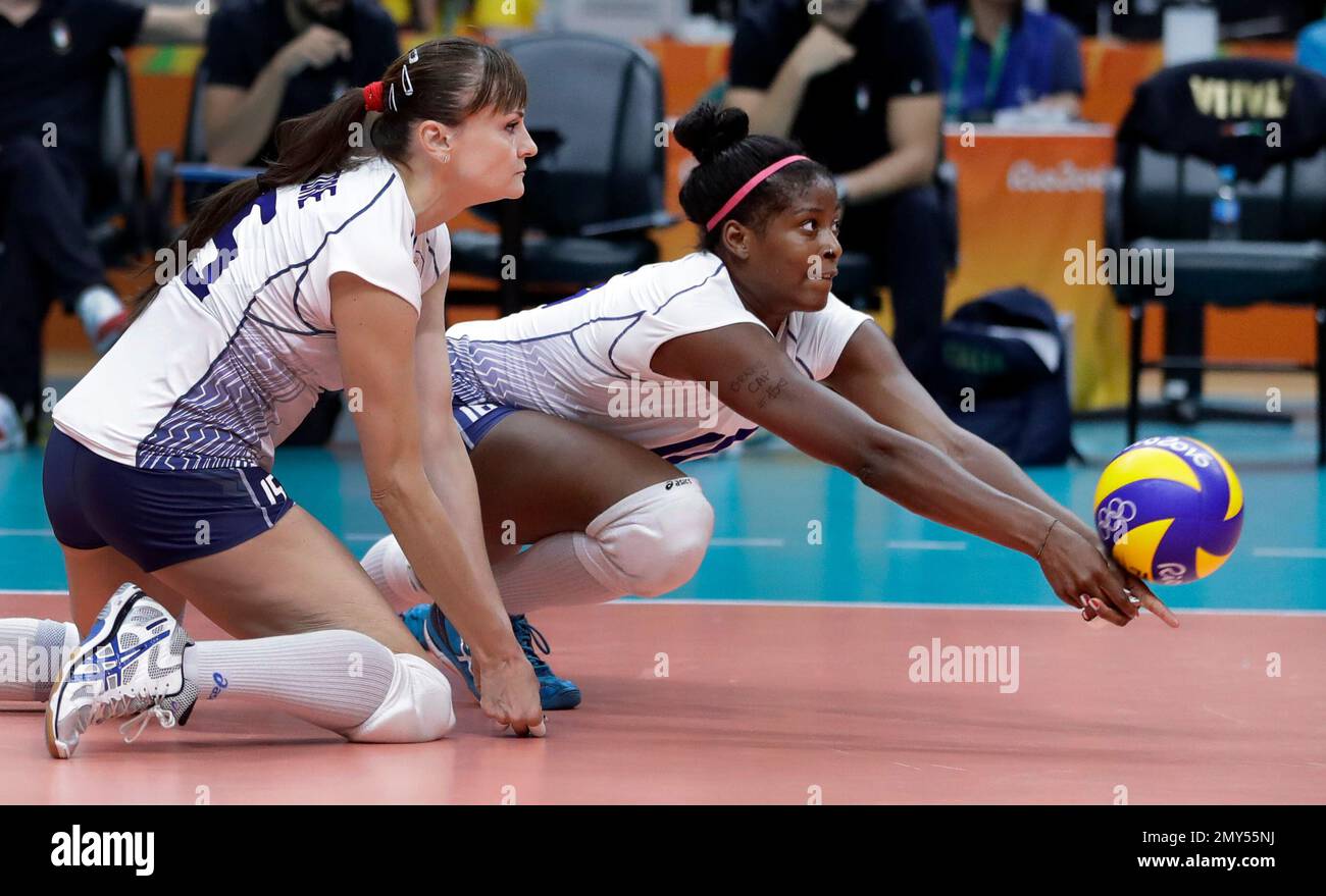 Italy's Myriam Fatime Sylla, right, connects as Antonella del Core ...