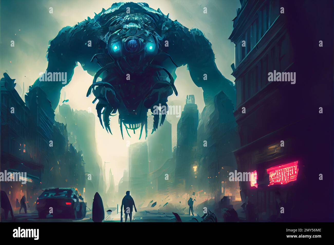 Monster fight scene hi-res stock photography and images - Alamy