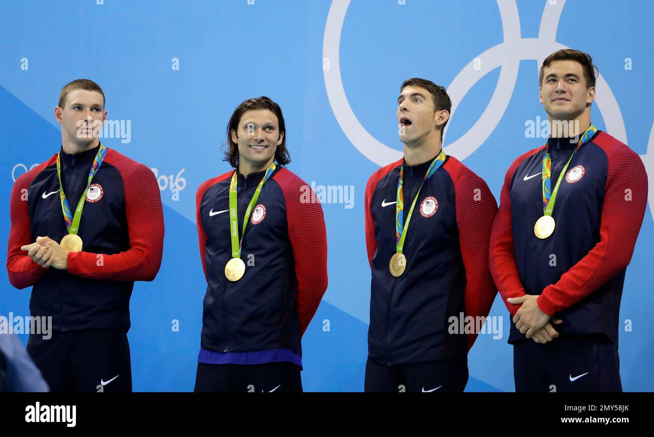 From left to right, United States' Ryan Murphy, Cody Miller, Michael ...