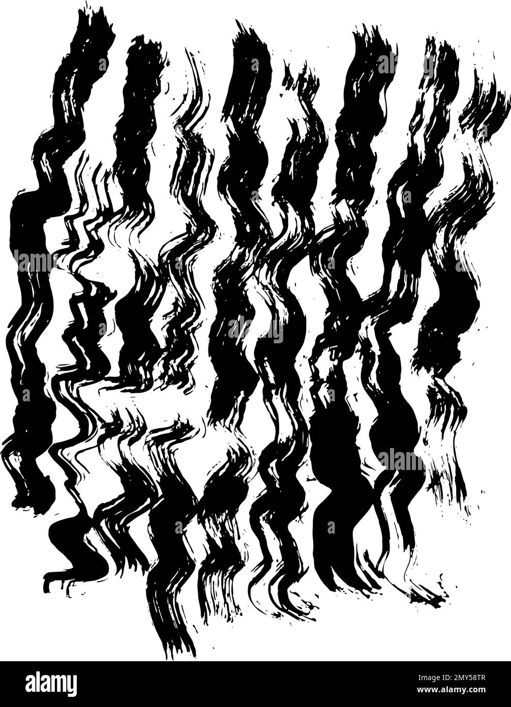 Grunge hand drawn paint brush. Curved brush stroke vector illustration ...