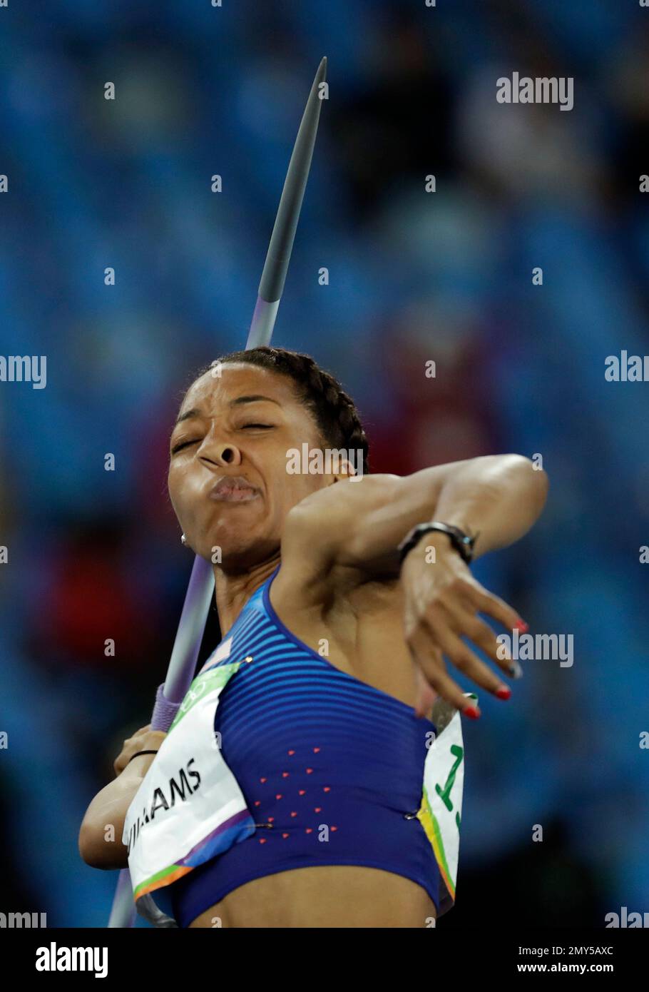 United States' Kendell Williams competes in the javelin throw of the ...