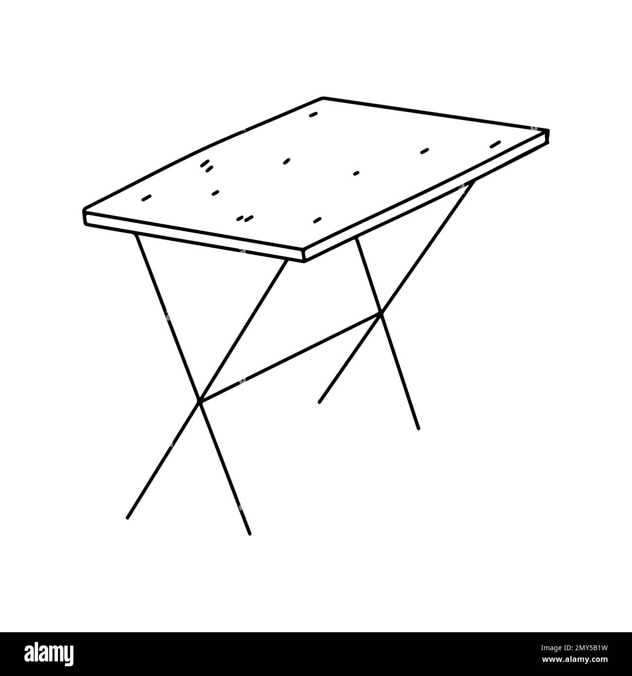 Table in hand drawn doodle style. Vector illustration isolated on white ...