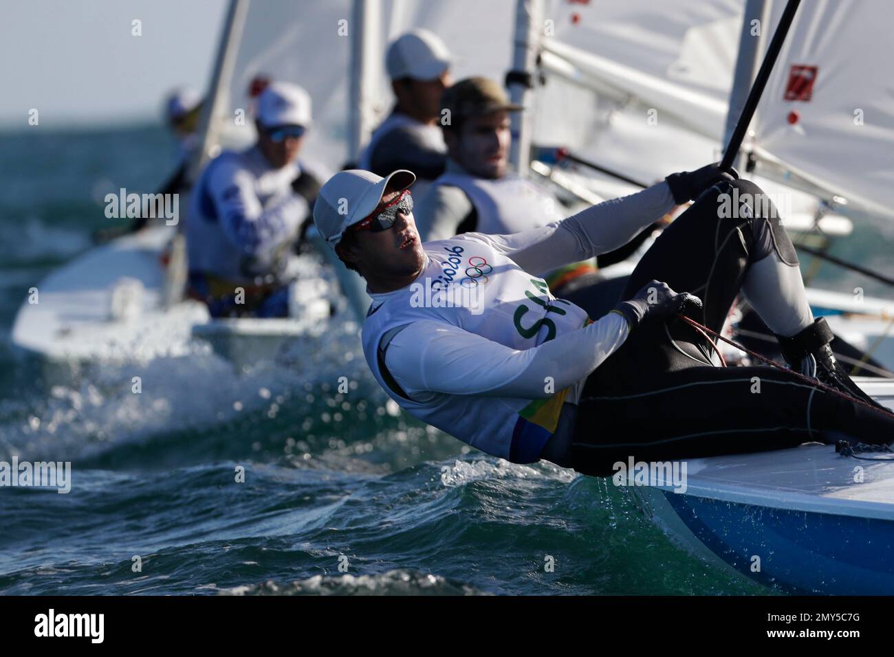 Singapur's Colin Cheng, foreground, competes during the Laser men race ...