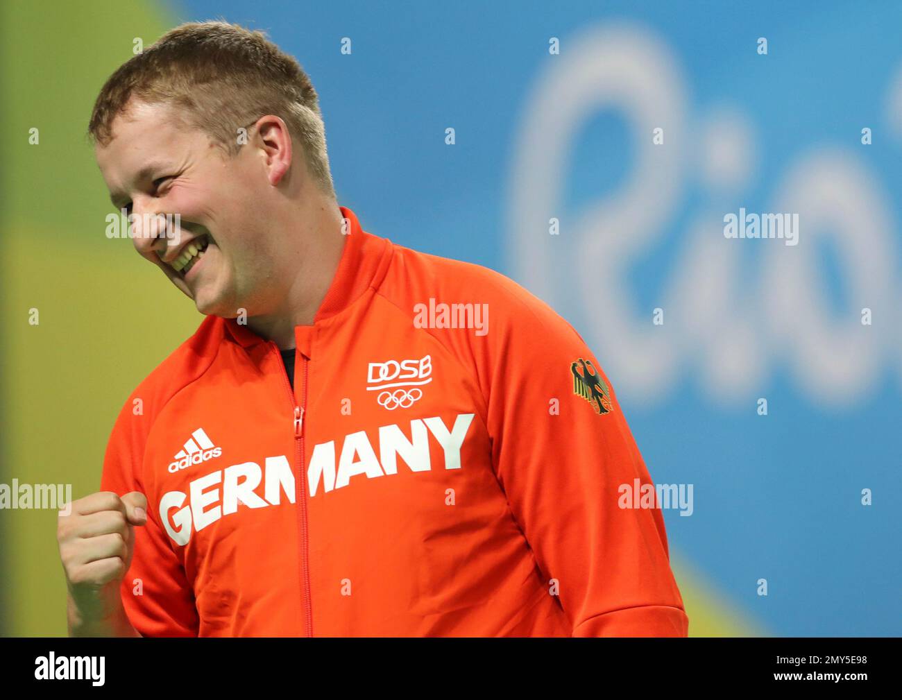 Christian Reitz of Germany reacts to secure the gold medal during the ...