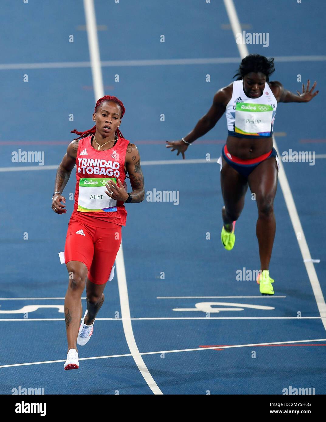 Trinidad and Tobago's Michelle-Lee Ahye, left, and Britain's Asha ...