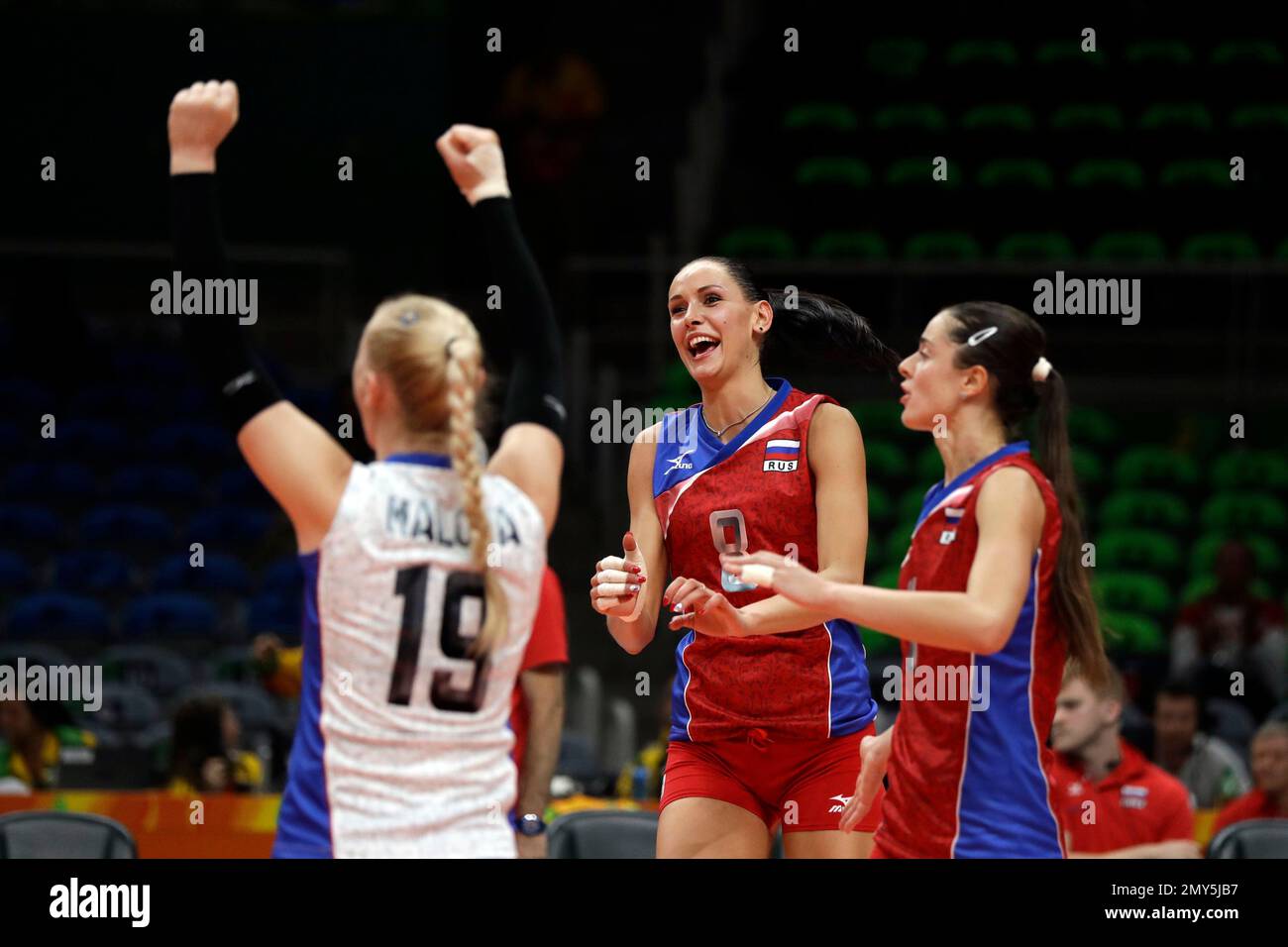 Russia's Anna Malova (19), Nataliya Goncharova (8) and Yana Shcherban ...