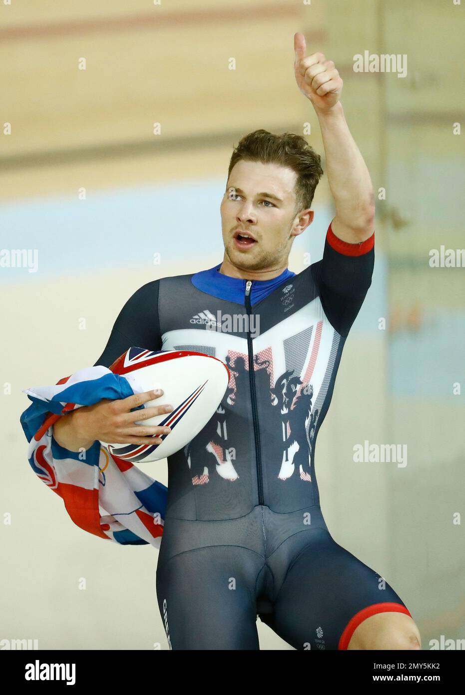Edward Clancy of Britain celebrates after winning the Men's team ...