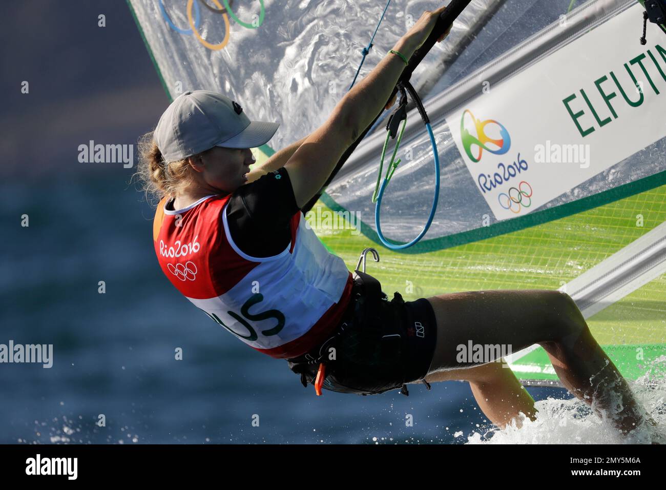 Russia's windsurfer Stefaniya Elfutina competes during the RS:X women ...