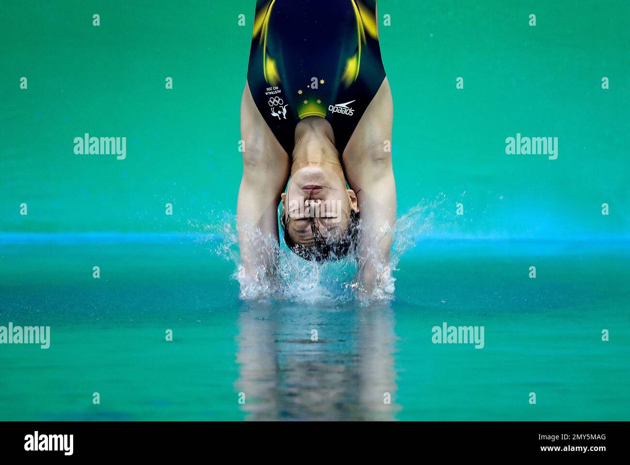 Australia's Esther Qin competes during the women's 3-meter springboard ...