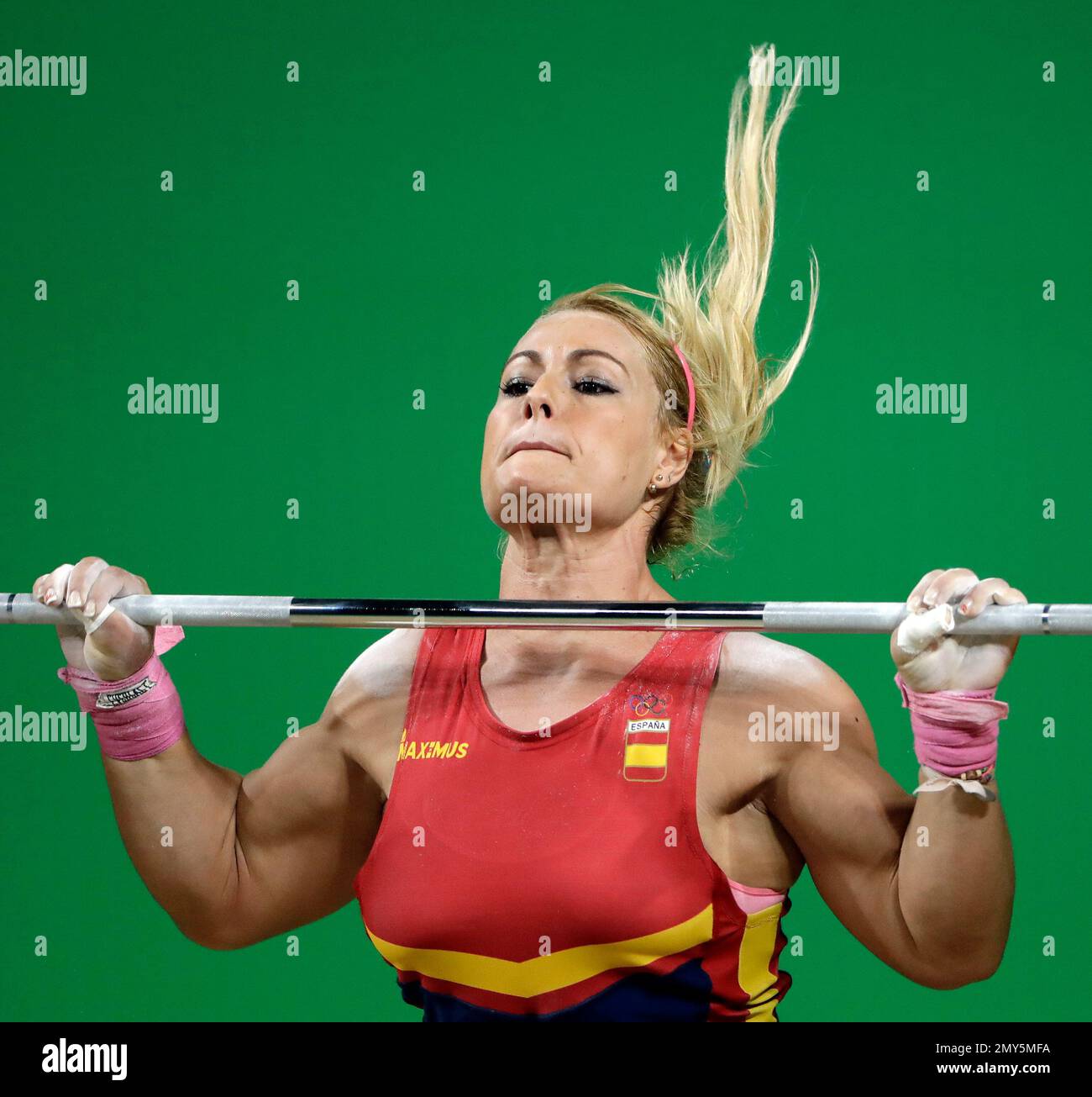 Lidia Valentin Perez, of Spain, competes in the women's 75kg ...