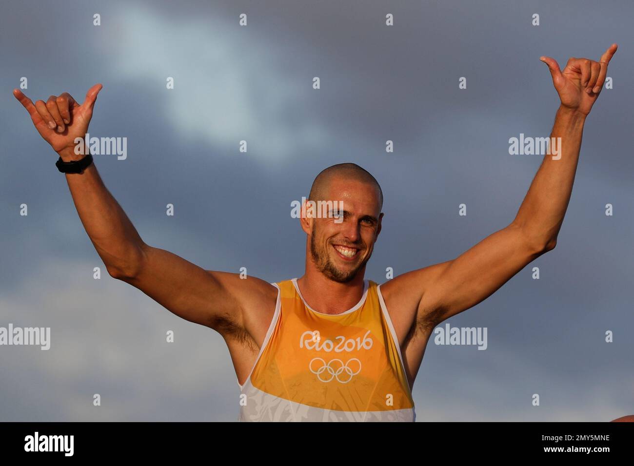 Dorian van Rijsselberghe, from Netherlands, celebrates his RS:X men ...