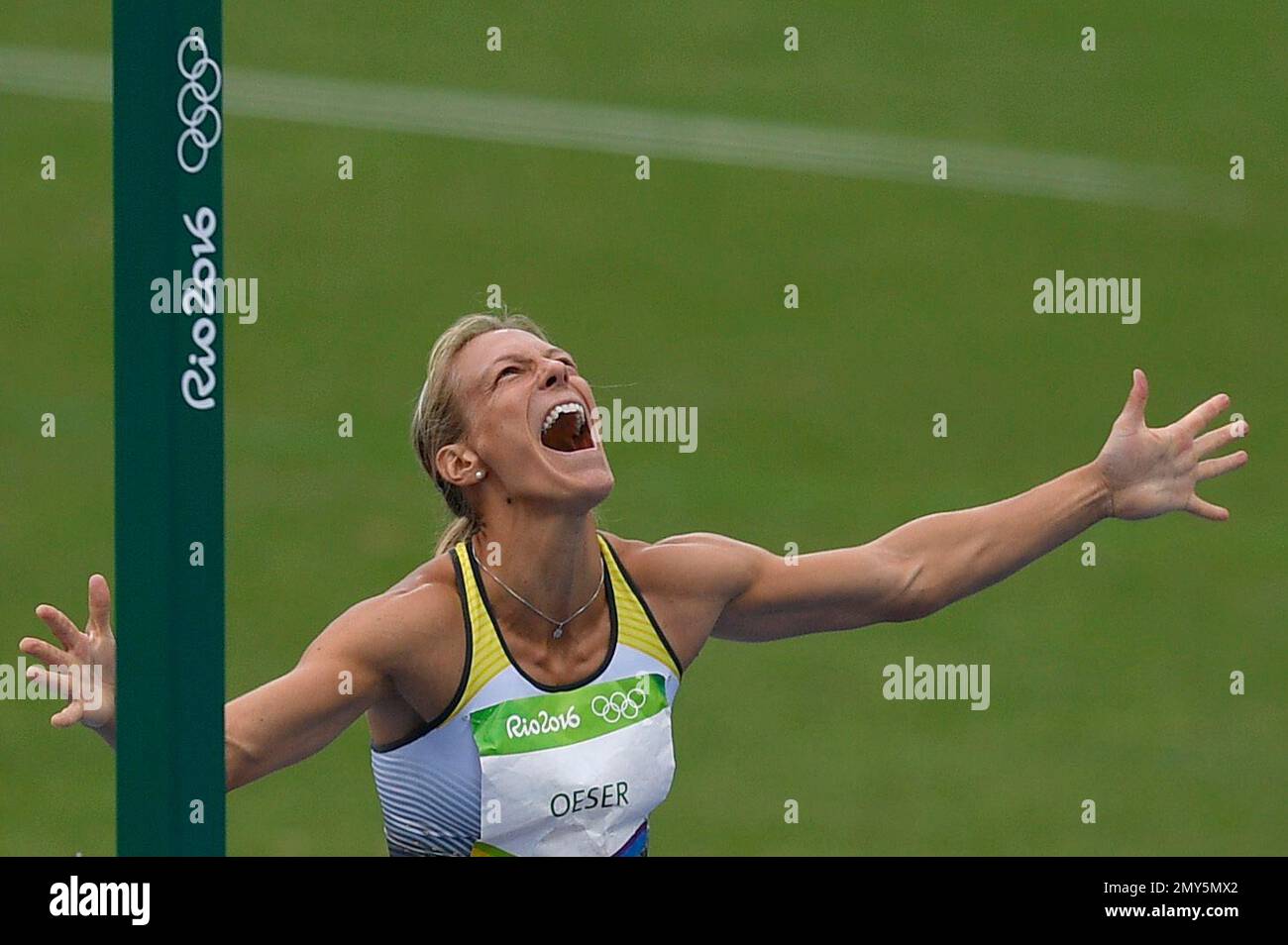 Germany's Jennifer Oeser competes in a heat of the women's heptathlon ...