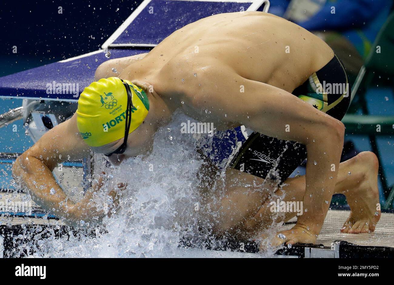 Australia's Mack Horton splashes himself with water prior to competing ...
