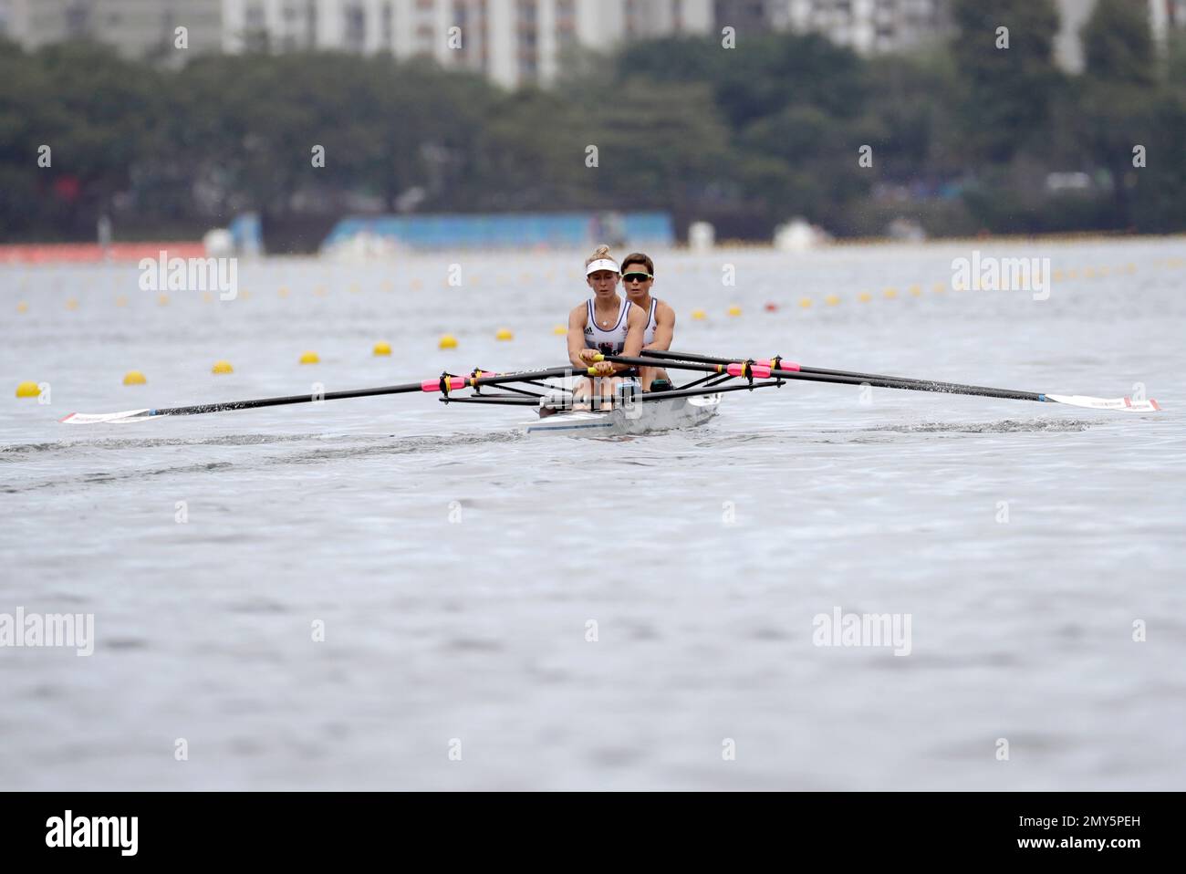 Charlotte Taylor and Katherine Copeland, of Britain, compete in the ...