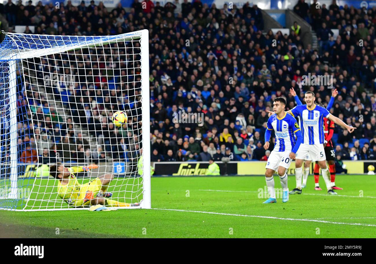 Brighton, UK. 04th Feb, 2023. Neto Goalkeeper of Bournemouth FC is ...