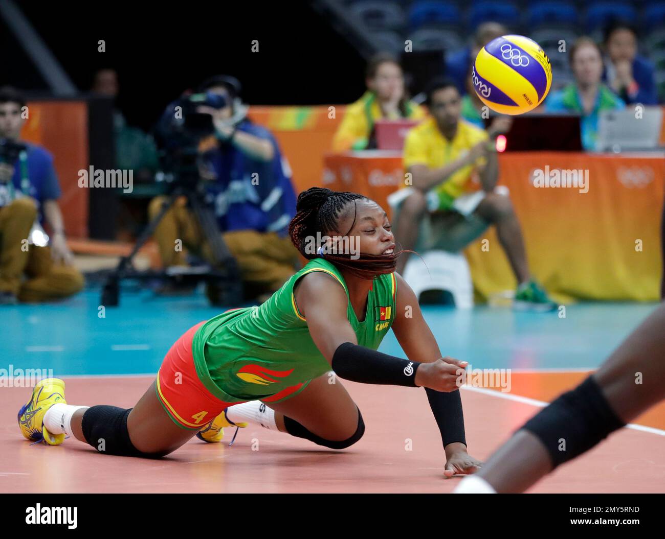 Cameroon's Raissa Nasser keeps the ball alive during a women's ...