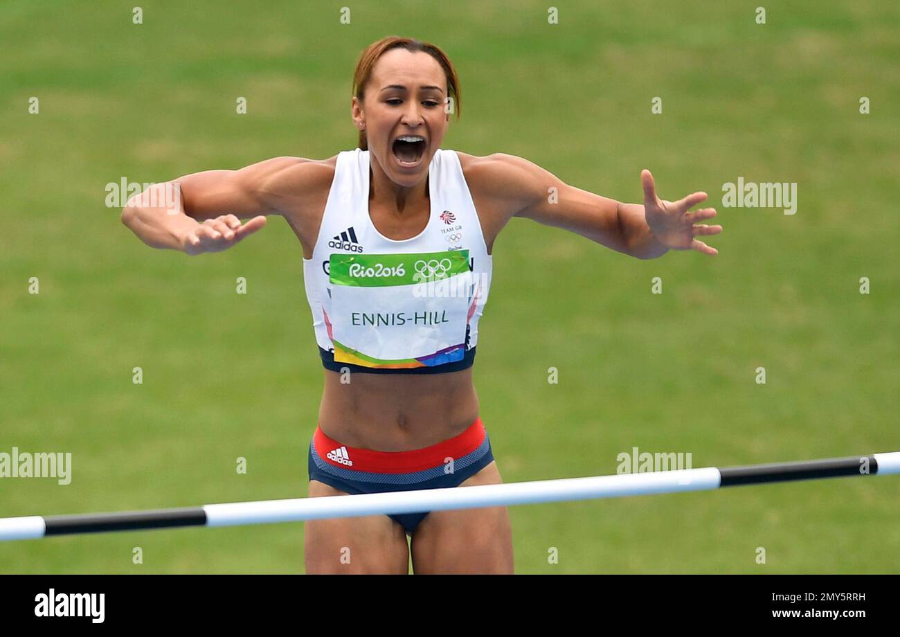 Britain's Jessica Ennis-Hill celebrates in a heat of the women's ...