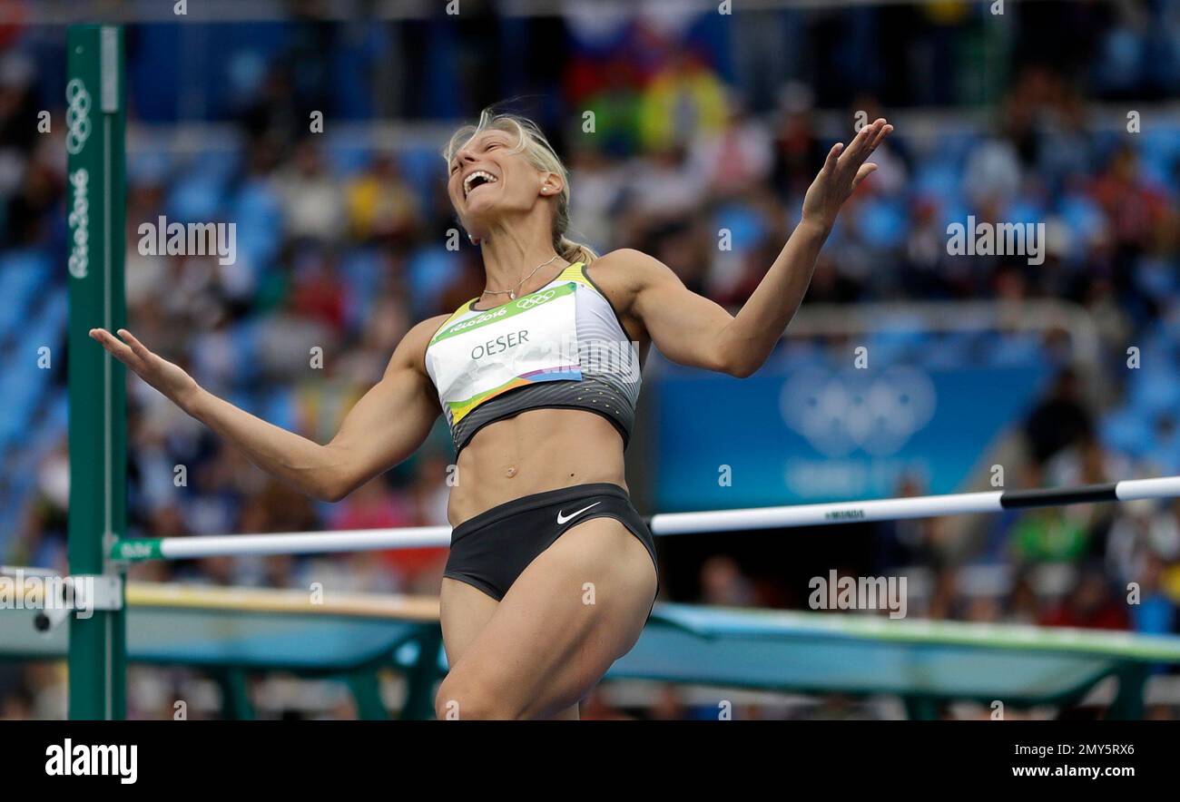Germany's Jennifer Oeser competes in a heat of the women's heptathlon ...