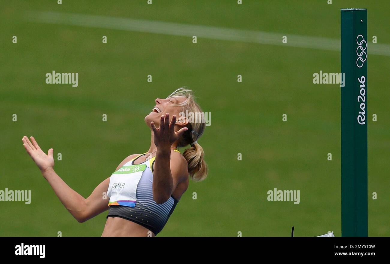 Germany's Jennifer Oeser competes in a heat of the women's heptathlon ...