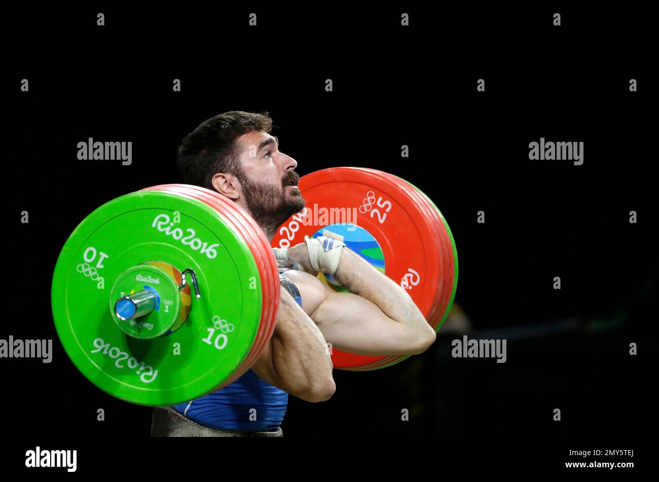 Theodoros Iakovidis, of Greece, competes during the men's 85kg ...