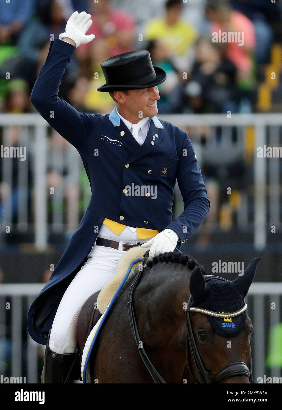Sweden's Mads Hendeliowitz, riding Jimmie Choo Seq, reacts after ...